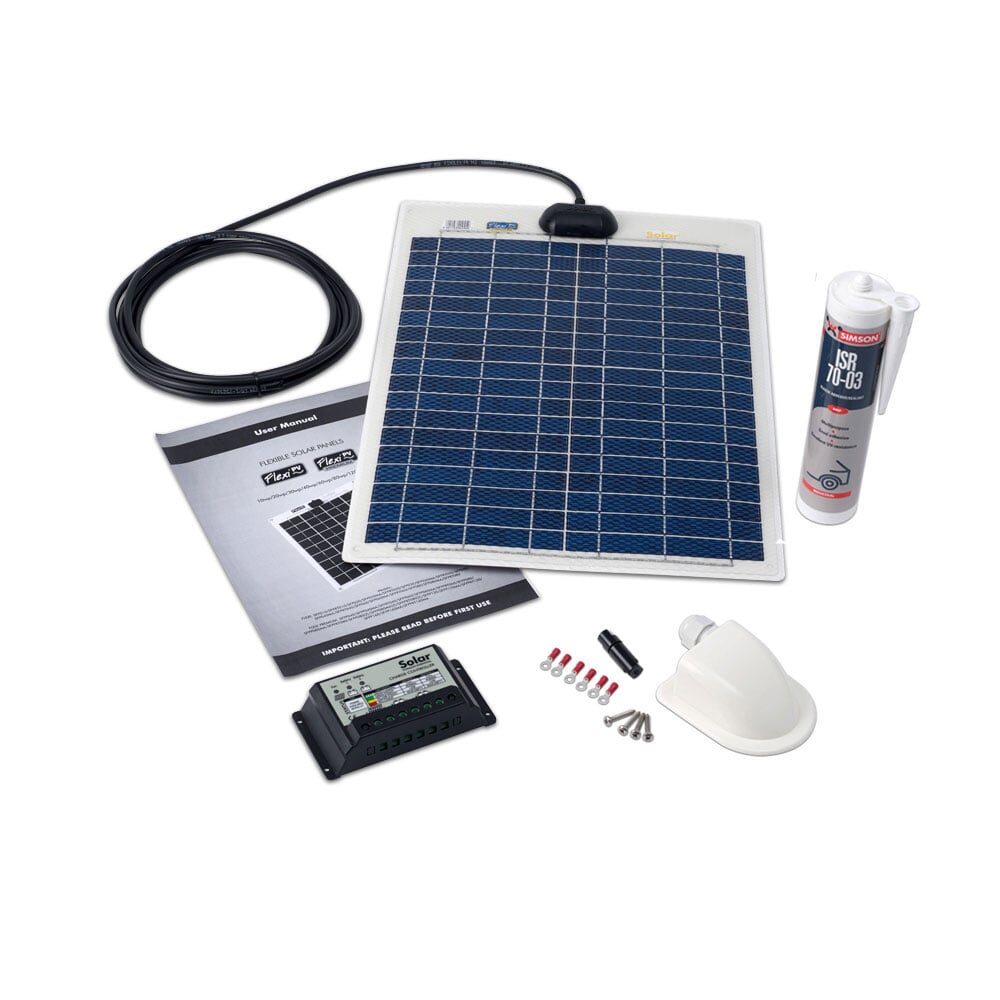 Solar Technology 20W Flexi Solar Panel & Roof/Deck Top Kit | Sealutions ...